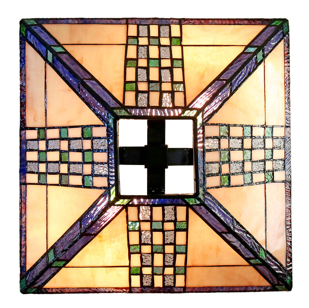 Large Traditional Mission Style Check pattern Tiffany Table Lamp ...