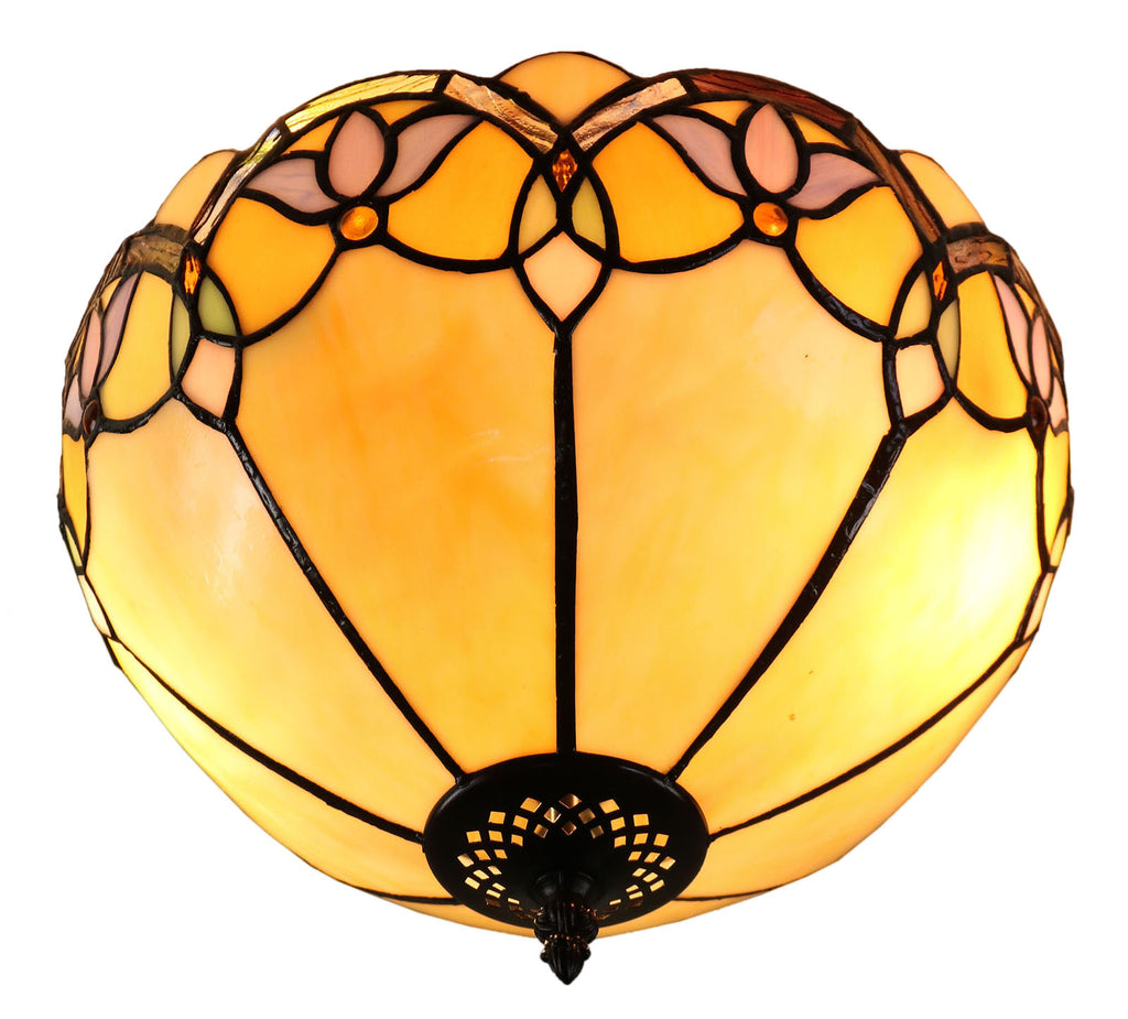 Medium Size 12" Art Nouveau Style Tiffany Semi Flush Mount Ceiling Lig ...