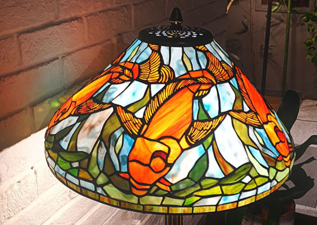 Rare 18" inch Tiffany reproduction Koi Table Lamp – Joanne Tiffany