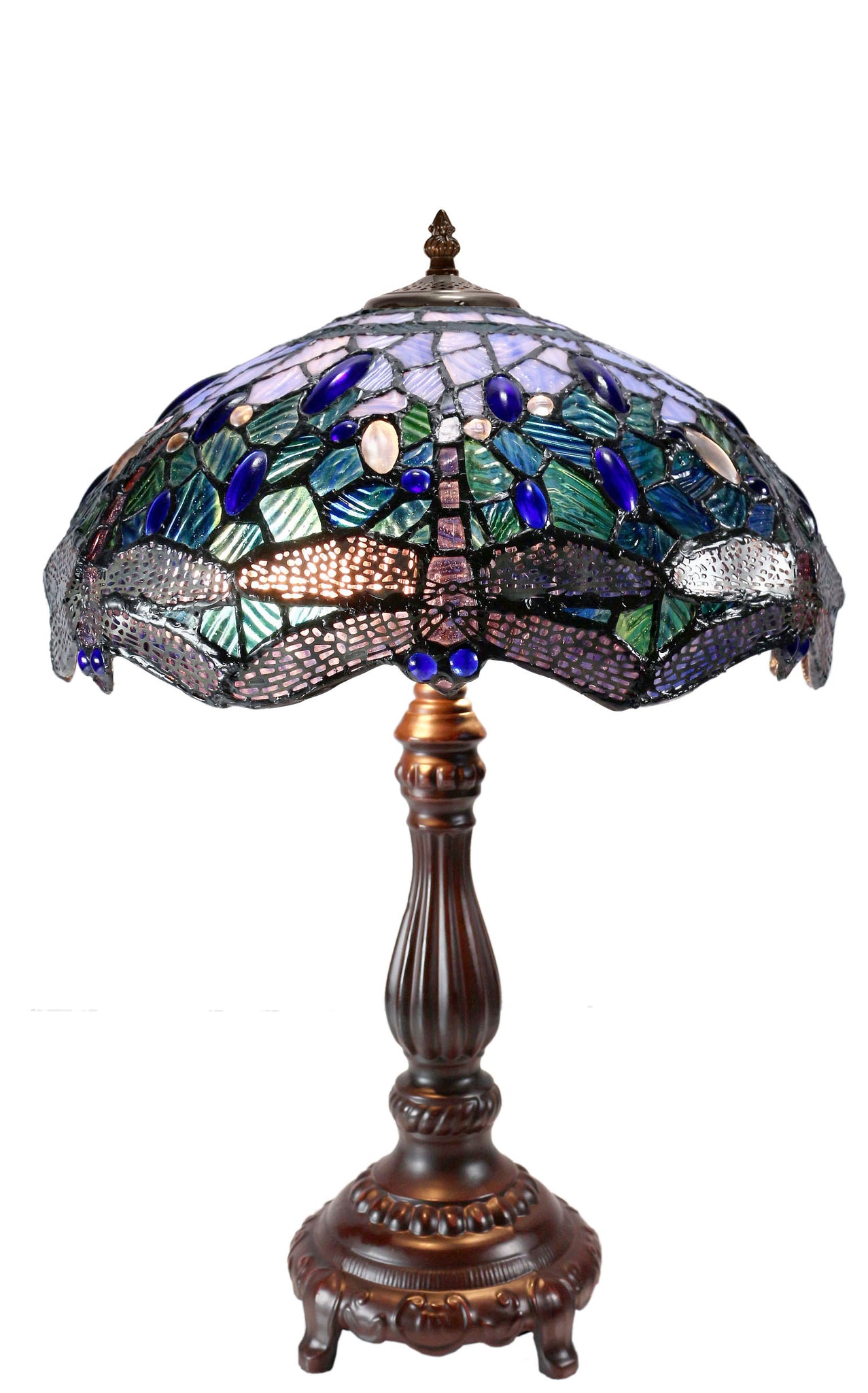 14" Large Blue dragonfly Style Tiffany Table Lamp – Joanne Tiffany